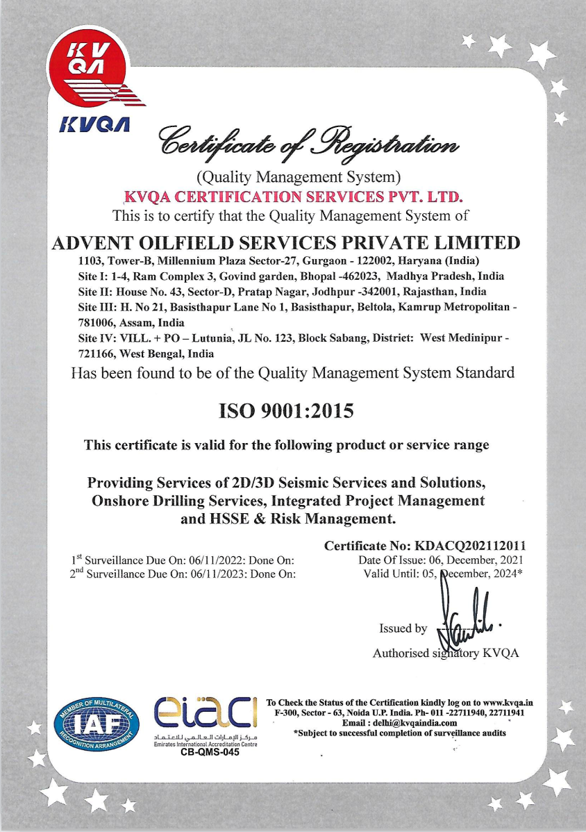 Certifications - Advent Oilfield Services